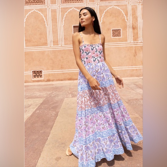 Oliphant | Dresses | Oliphant Smock Back Tiered Maxi Lucia Multi Xs ...